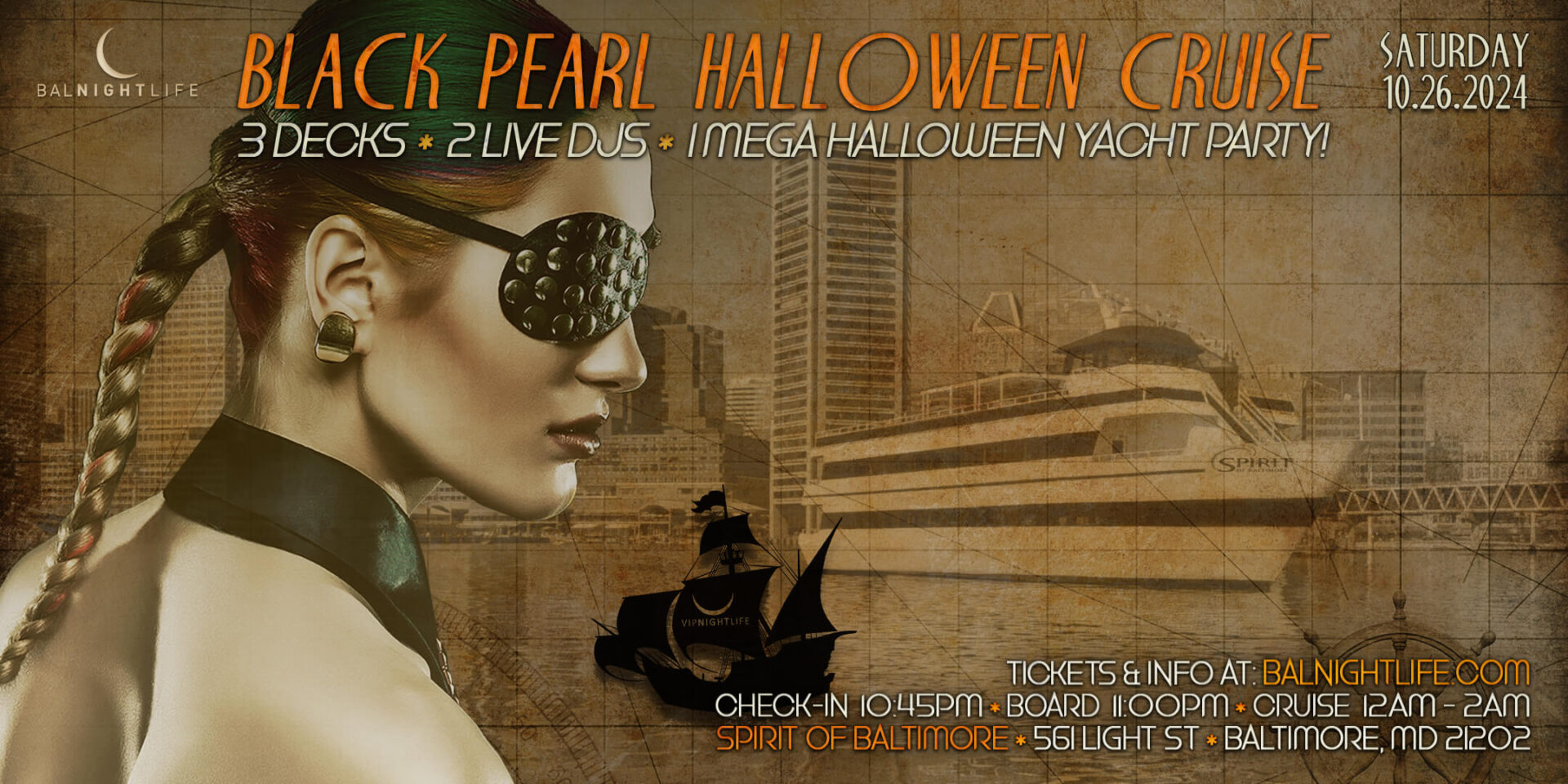 Baltimore Halloween Party Cruise | Black Pearl Yacht Party – Bal Nightlife